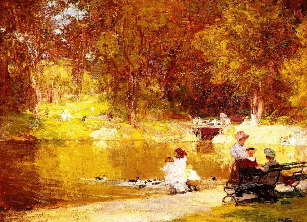 Edward Potthast In Central Park Masterpiece - EdwardPotthast.org
